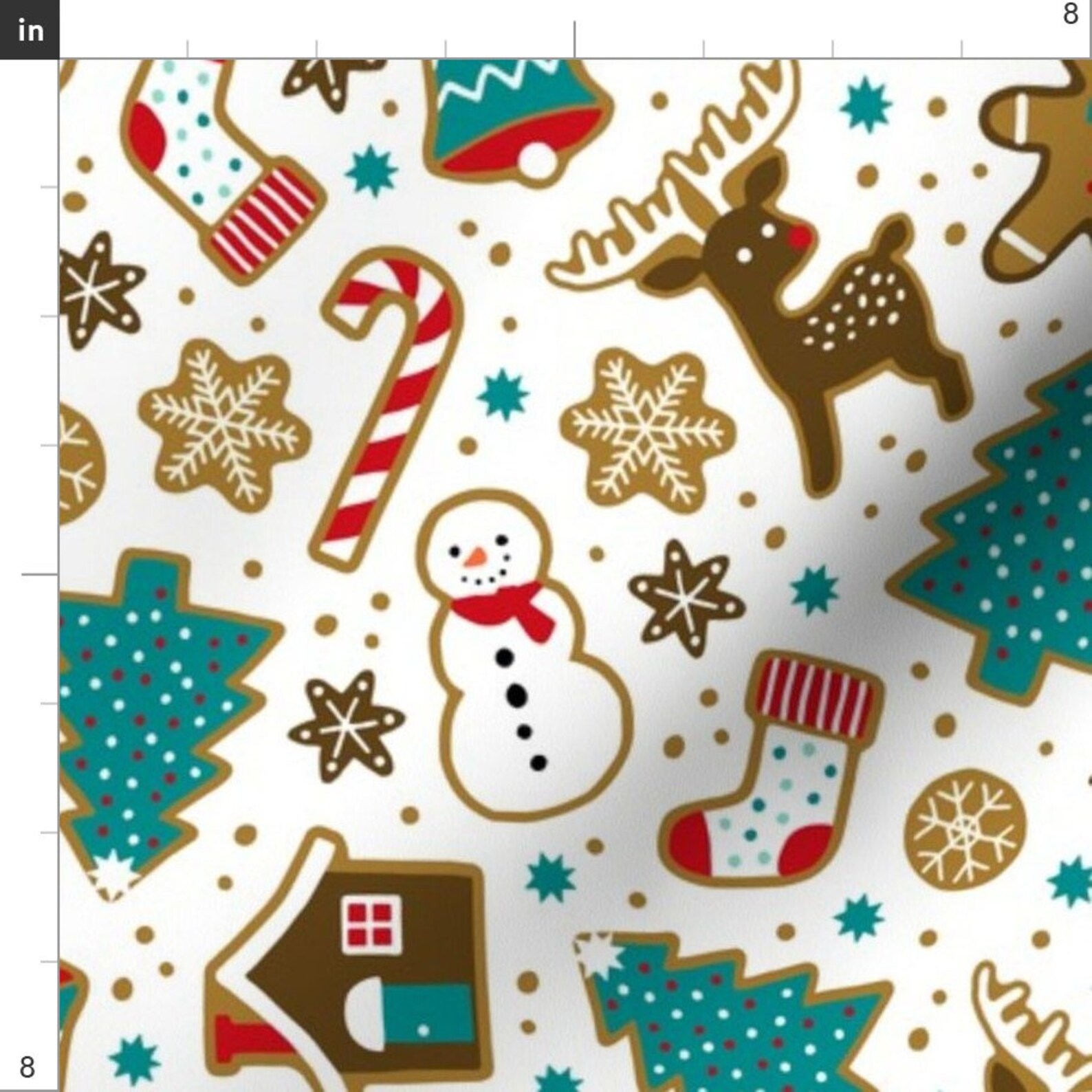 Christmas Cookies Fabric Christmas Gingerbread Cookies by - Etsy