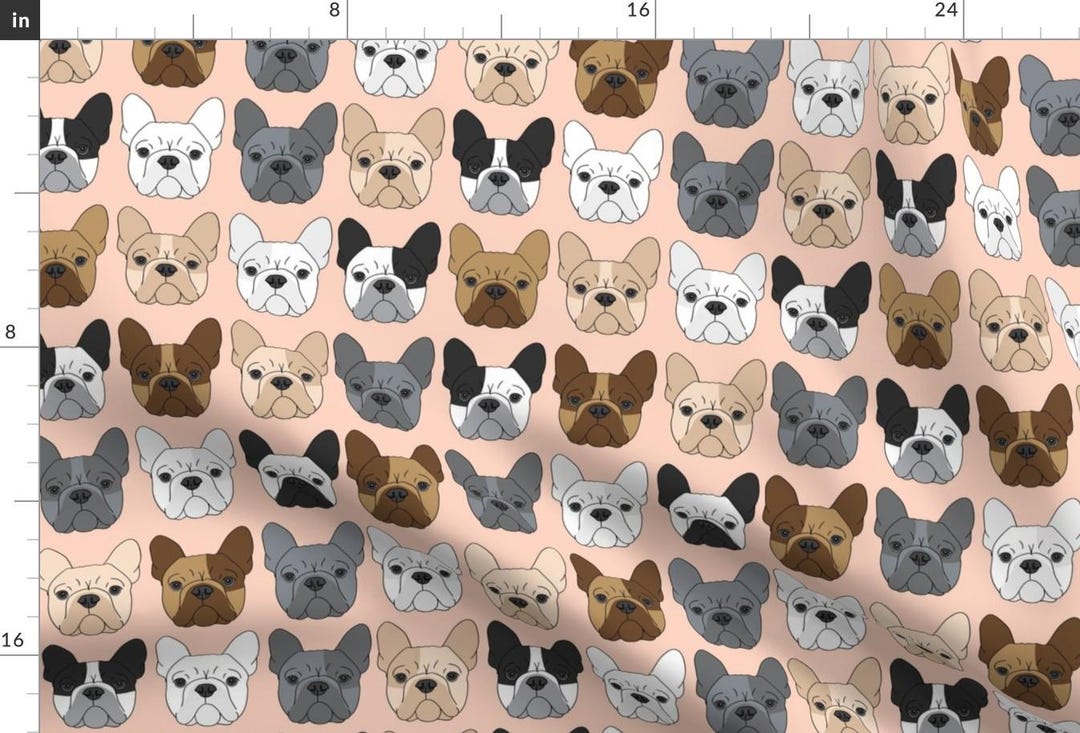 Frenchie Fabric - French Bulldog on Peach by Lucycdesigns - French ...