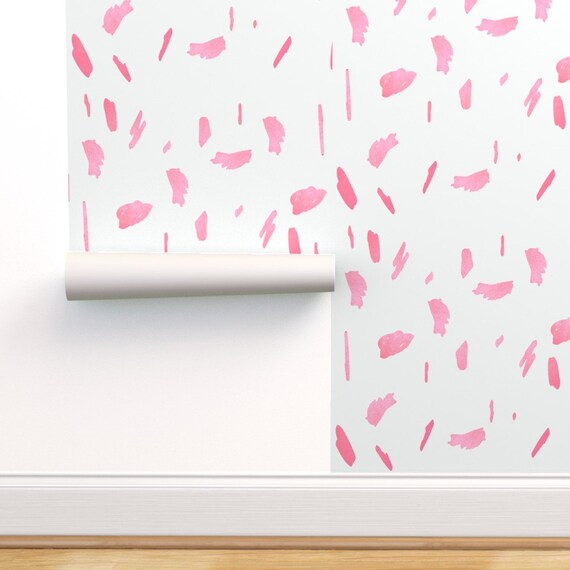 Pink Dots Wallpaper Light Pink Daubs Painted Blobs by Mlags | Etsy