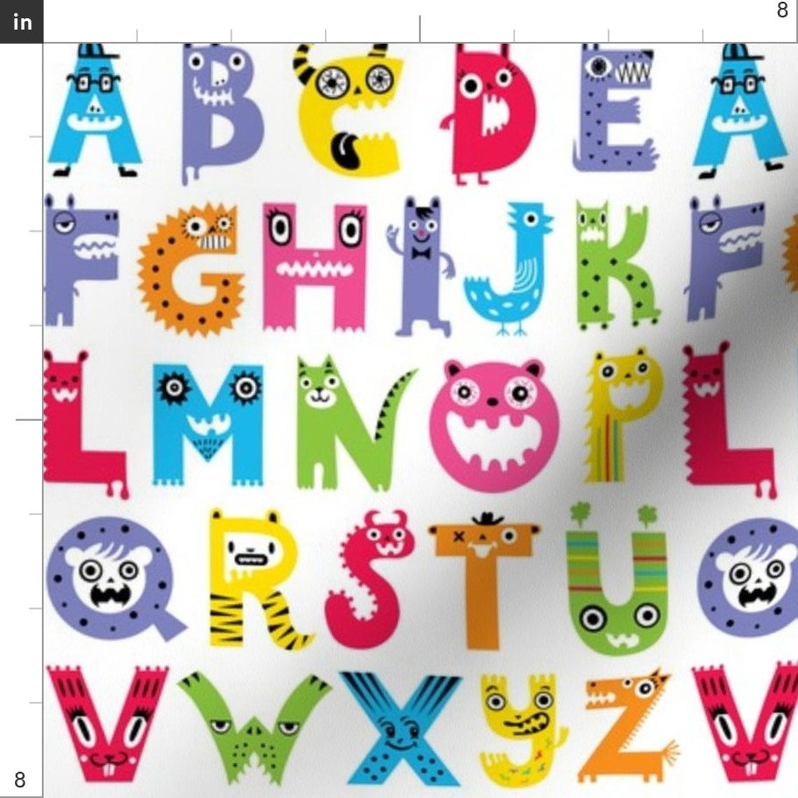 Alphabet Monsters Fabric Alphabet Monster Pattern by | Etsy