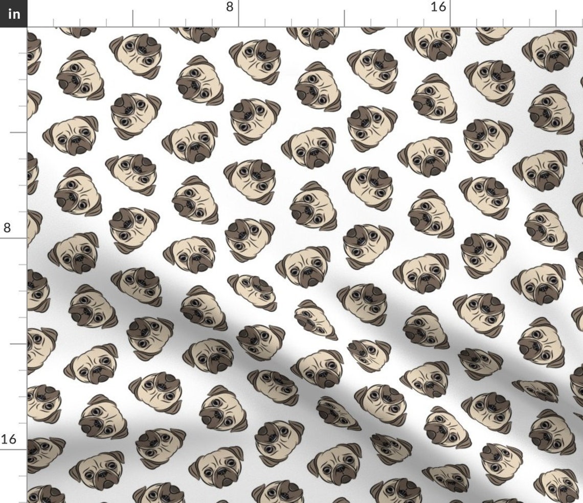 Pug Fabric Pug Cute Dog Face by Littlearrowdesign Pug - Etsy