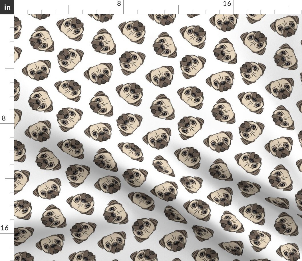 Pug Fabric Pug Cute Dog Face By Littlearrowdesign Pug | Etsy