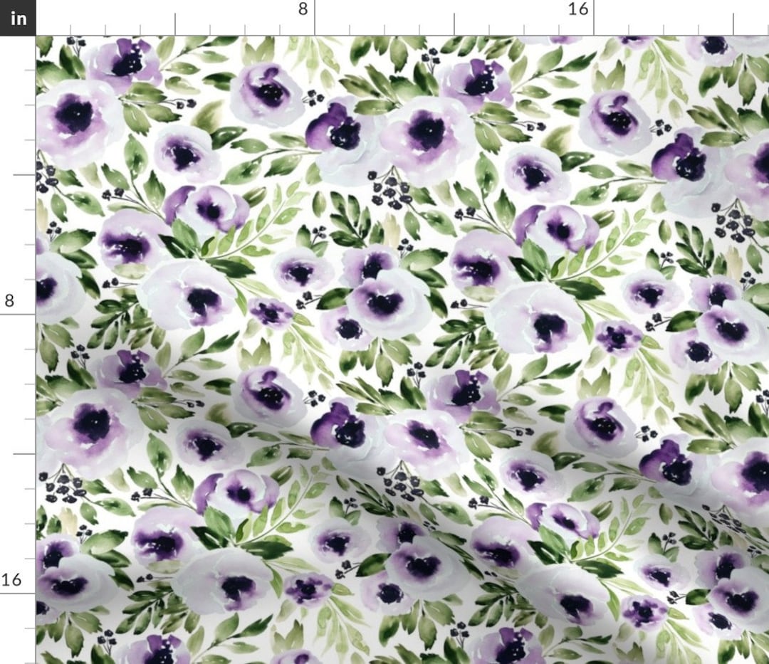 Violet Watercolor Fabric Violets in Bloom by Northeighty Violet ...