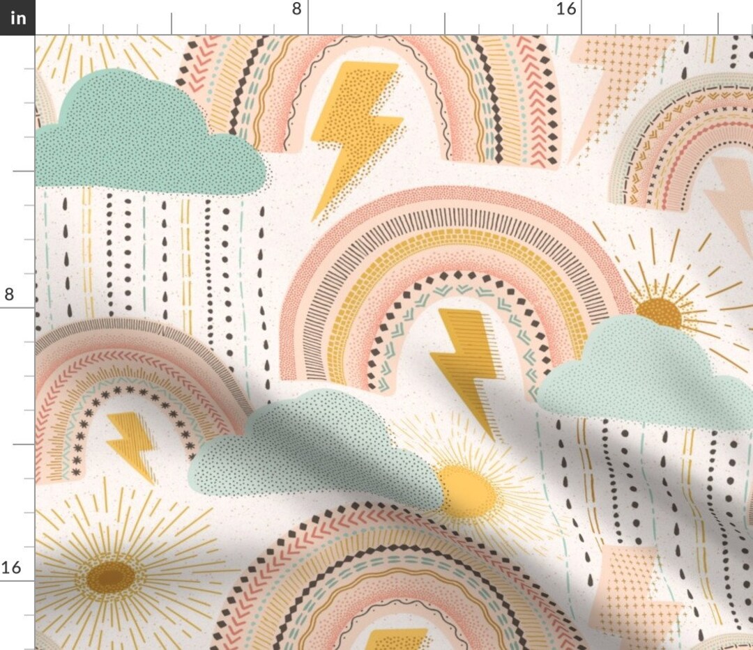 Weather Fabric Weather Patterns by Garabateo Rainbows Clouds Rain ...