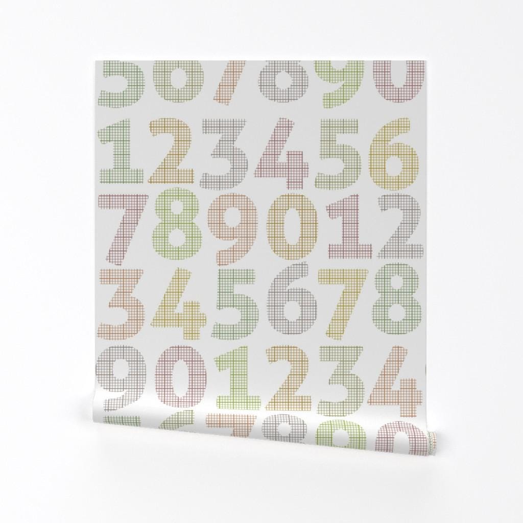Number Wallpaper - Jumbo Number Grid on White by Weavingmajor ...