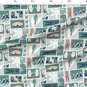 Retro Snow Ski Fabric Nordic Winter by Ebygomm Skiing Outdoors Mountain ...