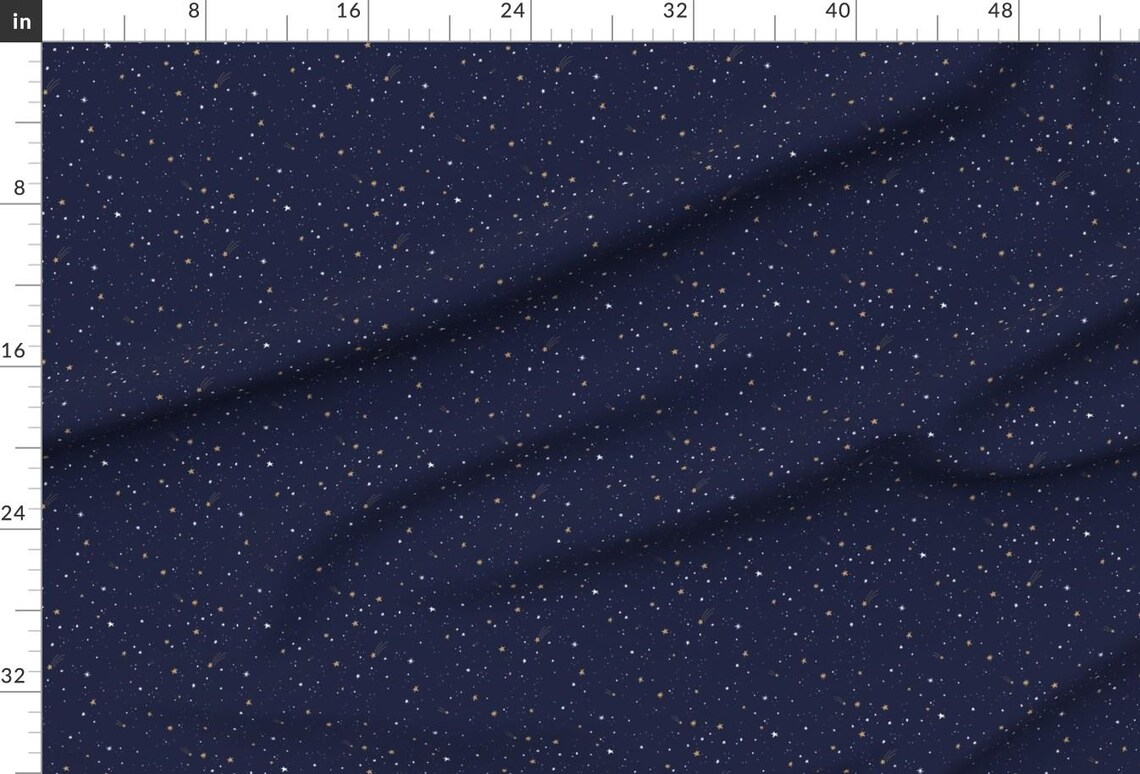 Navy Polka Dots Night Sky Navy Fabric - Starry Sky Astrological Blue by ...