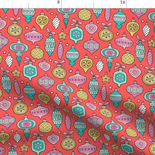 Vintage Christmas Ornaments Fabric Retro Christmas Fabric - Etsy