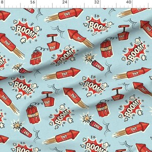 Explosives Fabric Tnt Cartoon Explosives Xl Extra Large Sky Blue by ...