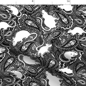 Rat Fabric Paisley Power Medium White Rat Print by | Etsy