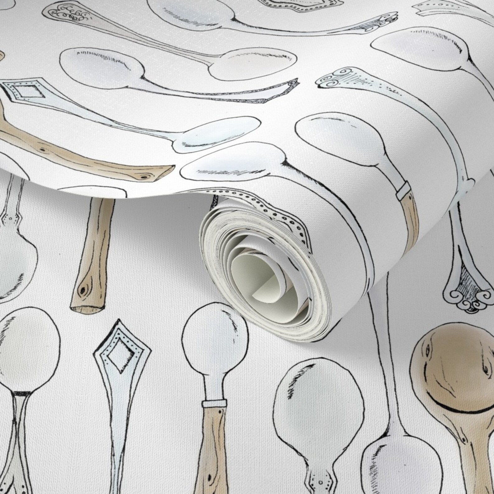 Spoons Wallpaper Spoons by Svaeth Watercolor Kitchen Home - Etsy