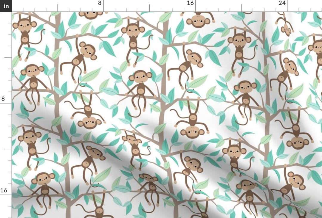 Monkey Fabric Monkey Jungle by Heleenvanbuul Baby Monkies Modern ...