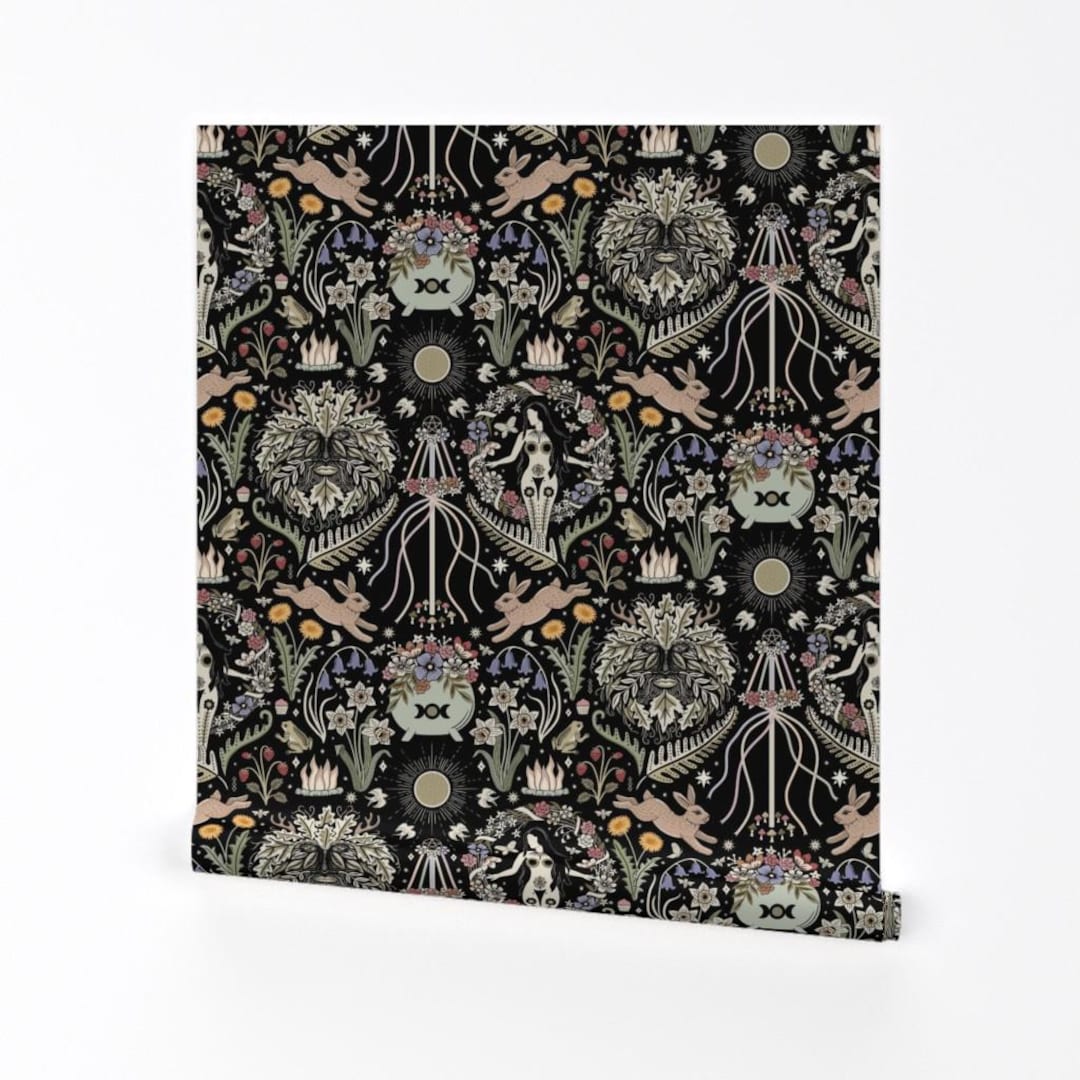 Dark Midsommar Removable Peel and Stick Wallpaper - Witchcraft Floral ...