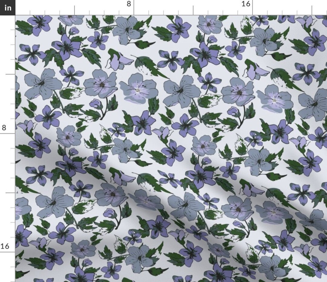 Watercolor Pansy Fabric Tranquil Pansies by Sixsie Lou - Etsy