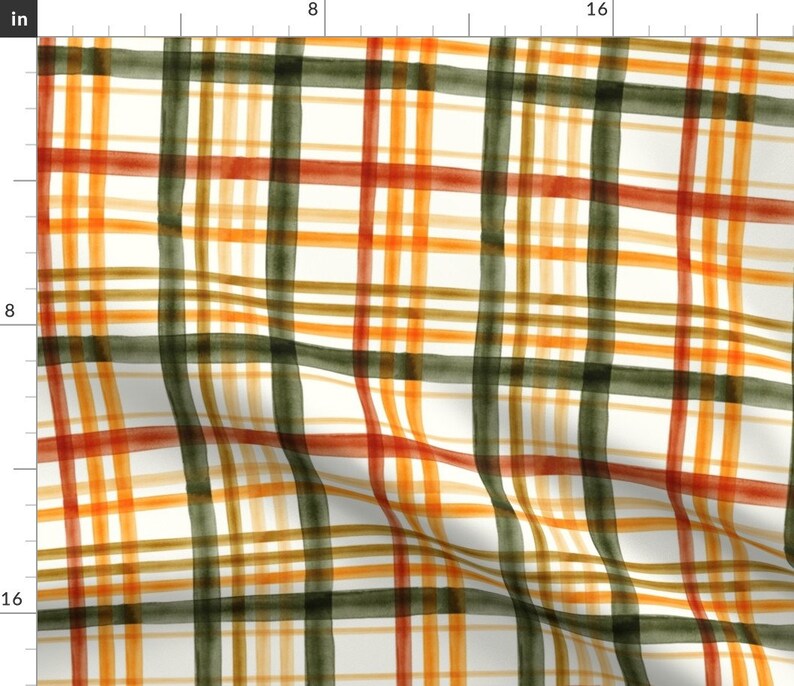 Watercolor Plaid Fabric Fall Plaid by Littlearrowdesign - Etsy