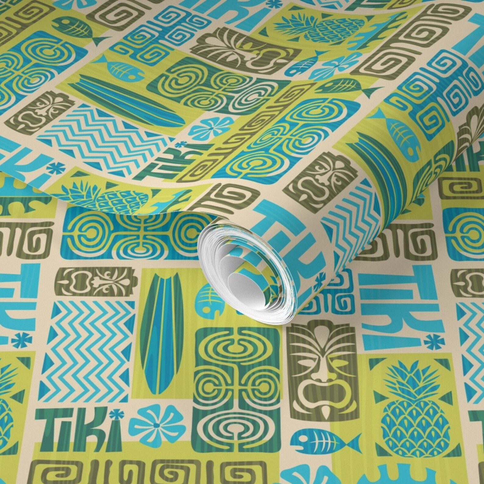 Tiki Wallpaper Retro Tiki by Pinkpineappledesign Tiki - Etsy