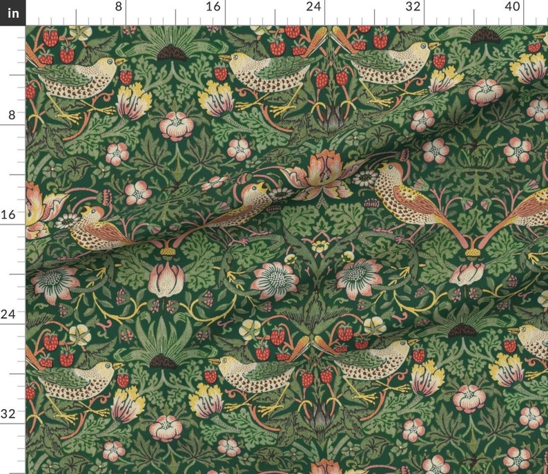 William Morris Fabric Strawberry Thief by Peacoquettedesigns - Etsy William Morris Fabric Strawberry Thief by Peacoquettedesigns - Etsy