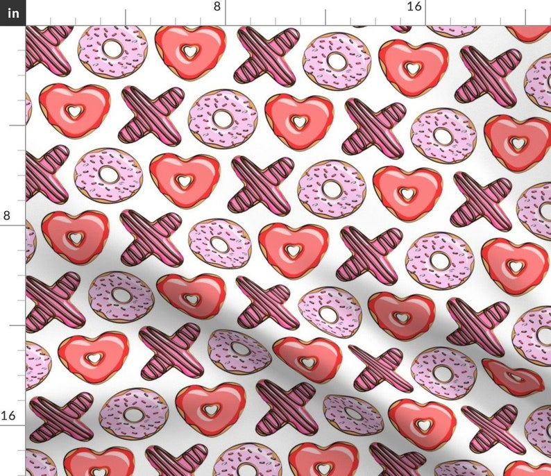 Donuts Fabric Xo Heart Shaped Donuts Valentines Red and Pink - Etsy