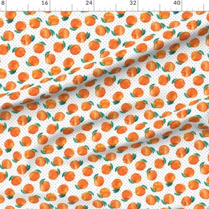 Clementine Fabric - Watercolor Clementine on Polka Dots by ...
