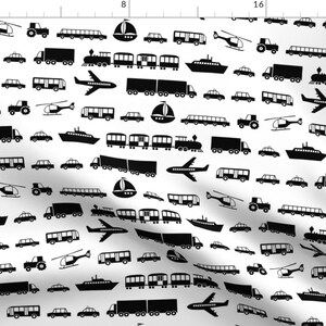 Transportation Silhouettes Fabric Vehicles Black Small by Heleen Vd ...