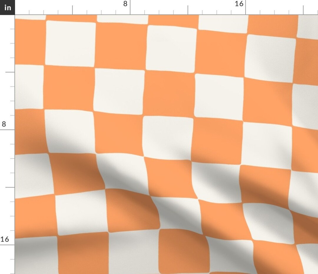 Retro Fabric Jumbo Checkerboard Orange by Erin__kendal Checkerboard ...