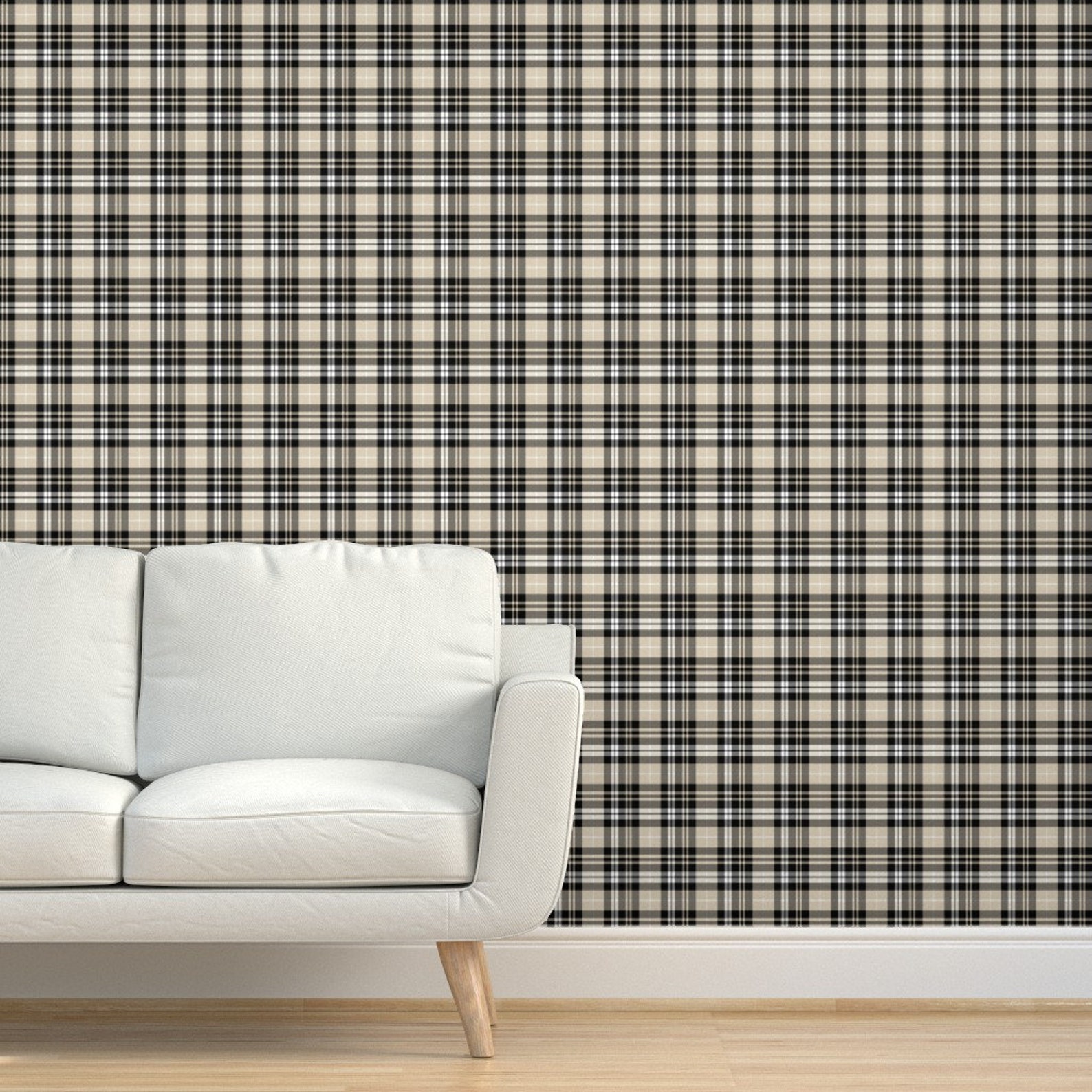 Plaid Wallpaper Fall Plaid by Littlearrowdesign Black - Etsy