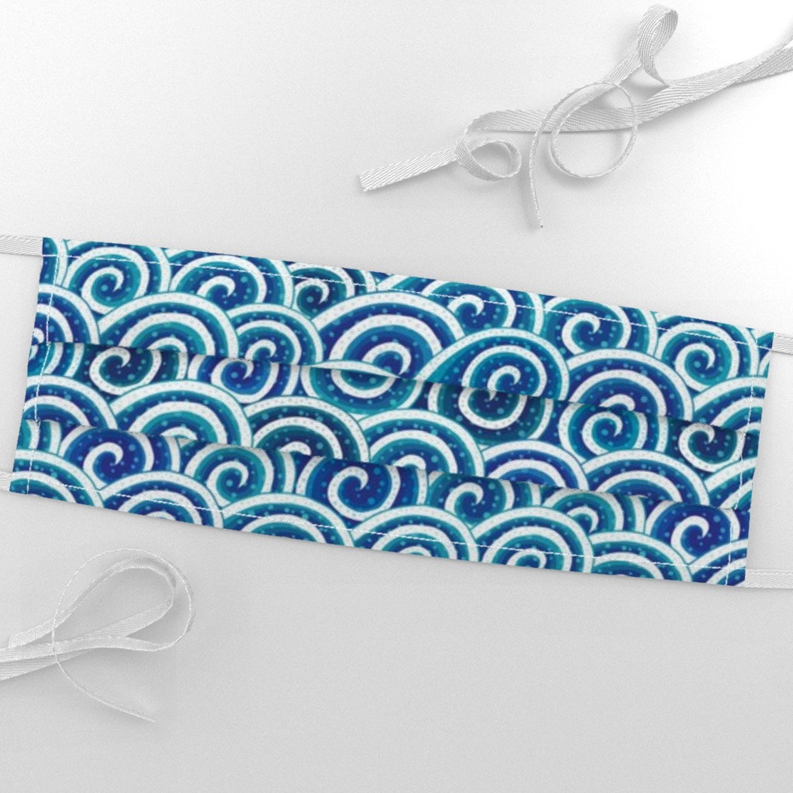 Waves Fabric Waves Of Waves By Sandityche Waves Blue Swirl | Etsy