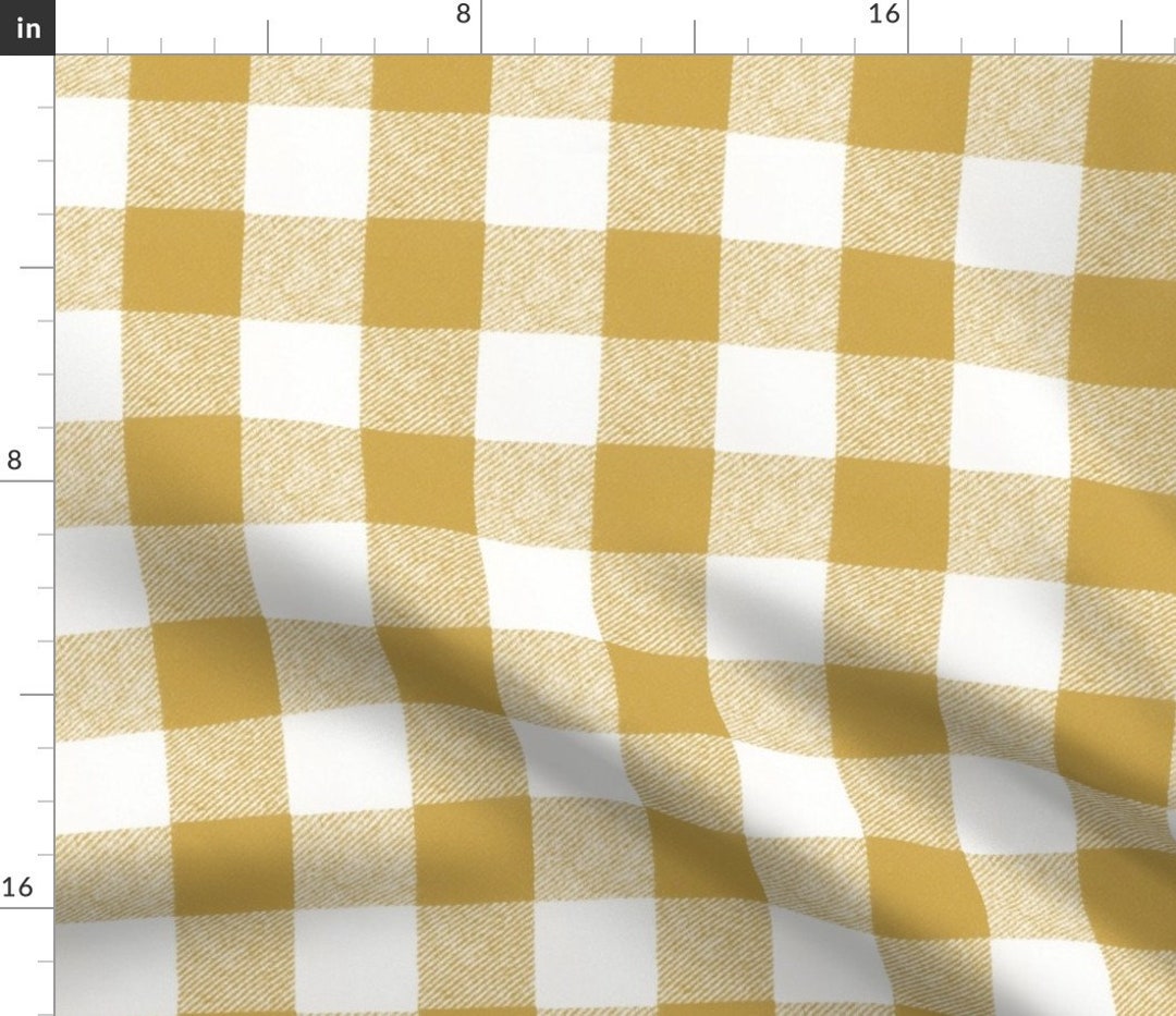 Yellow Fabric Yellow Buffalo Check by Willowlanetextiles Plaid Rustic ...