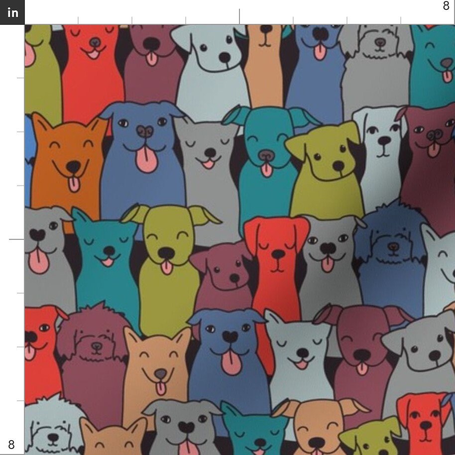 Rainbow Dogs Fabric Dog Pattern by Kostolom3000 Colorful - Etsy