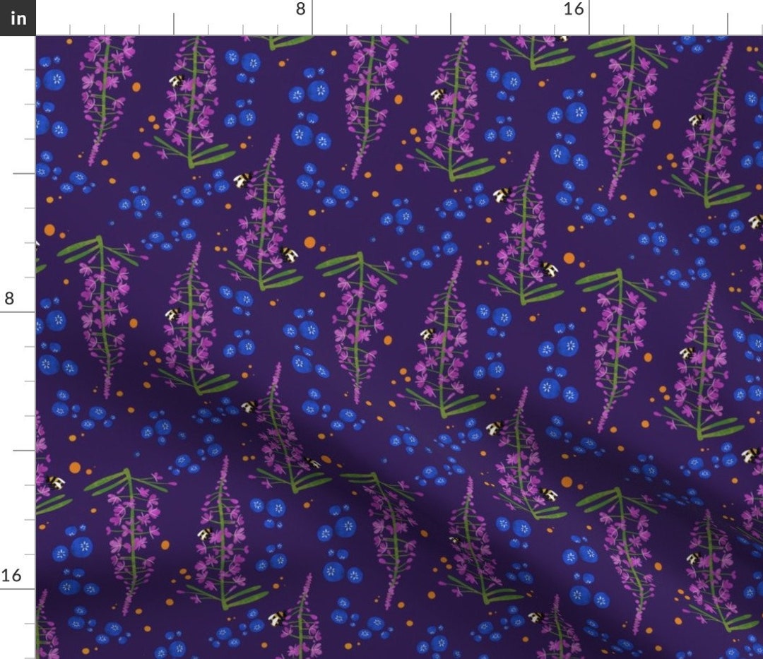 Purple Fireweed Fabric Alaska Wild Flower Large by ...
