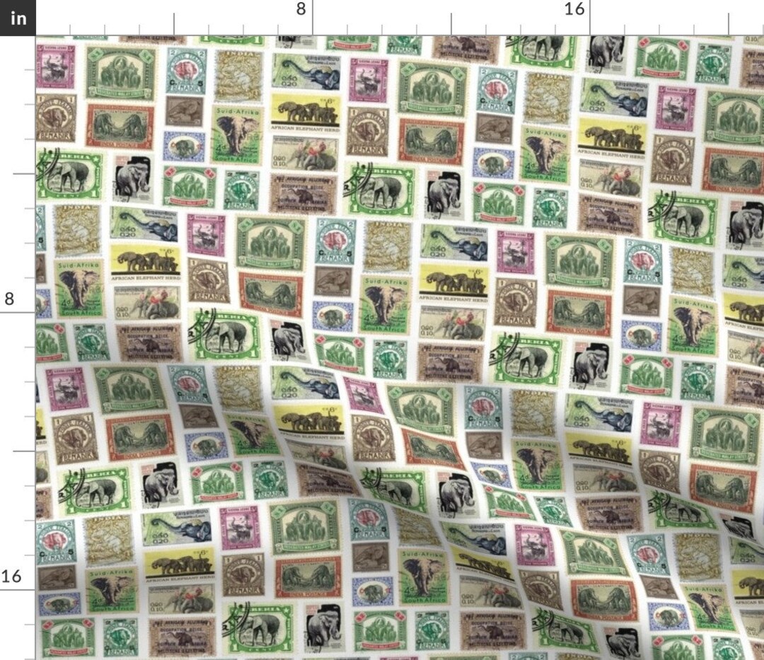 Elephant Stamp Collection Fabric Elephant Postage Stamps - Etsy
