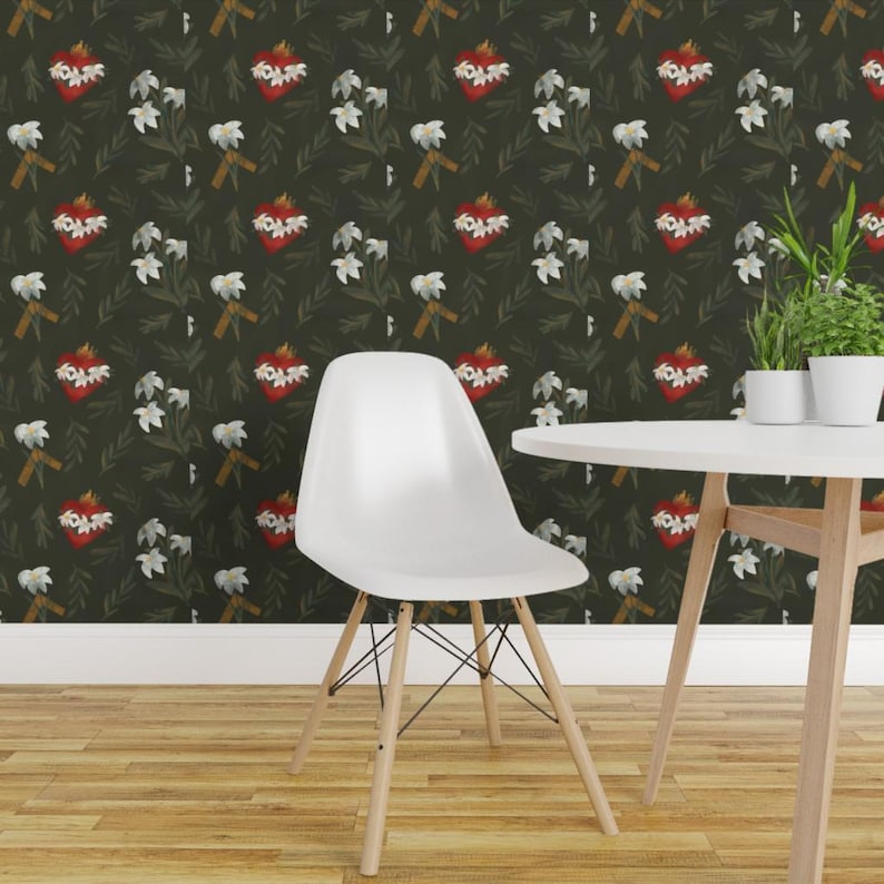 Faith Removable Peel and Stick Wallpaper - Saint Heart - Wall Art Wall ...