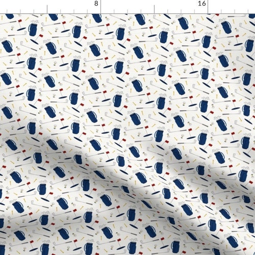 Golf Fabric Tee Time Navy Tan Golf Themed Fabric by - Etsy
