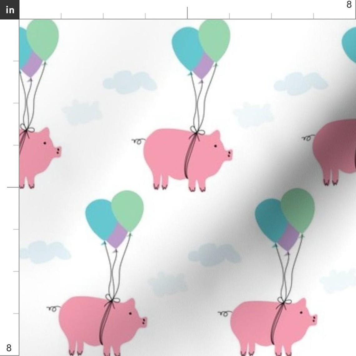 Flying Pigs Fabric - When Pigs Fly by Heatherdoucette- Farm Animal Pig ...