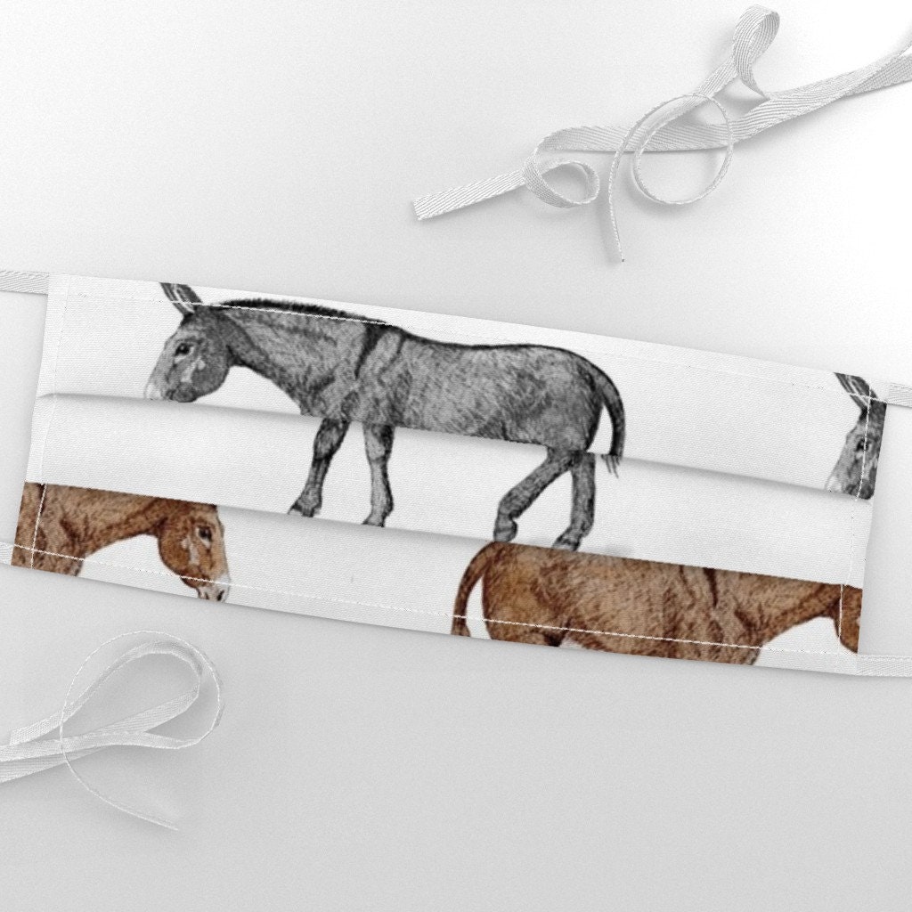 Donkey Fabric 2 Donkeys by Leroyj Donkey Brown Gray Mule - Etsy