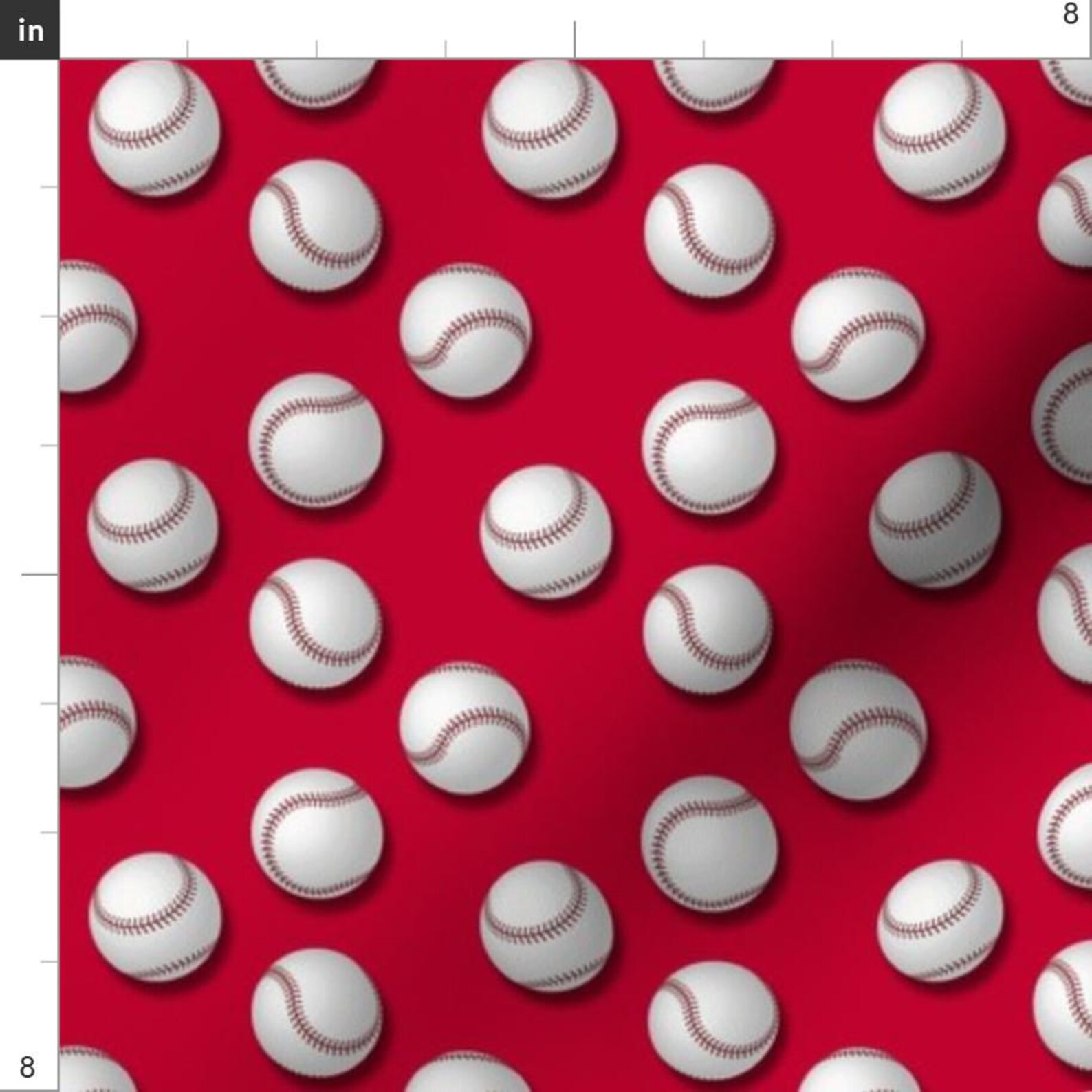Baseball Fabric - Americana Baseballs on Red by Lavaguy - Baseball Red ...