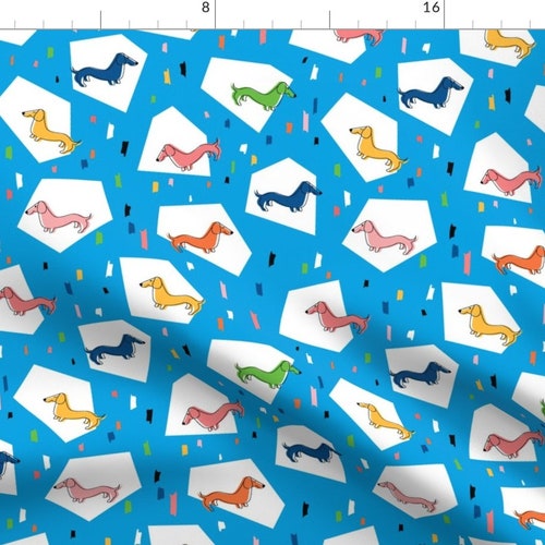 Dog Dachshund Fabric Neon Retro Weiners by Natalee Wegmann - Etsy