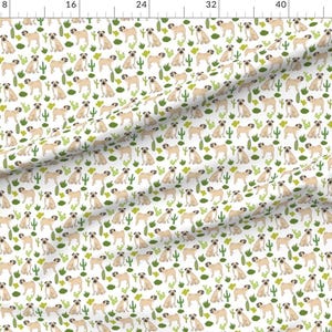 Southwestern Pug Dog Fabric - Cactus Pet Dogs Pugs Cacti Sweet White ...