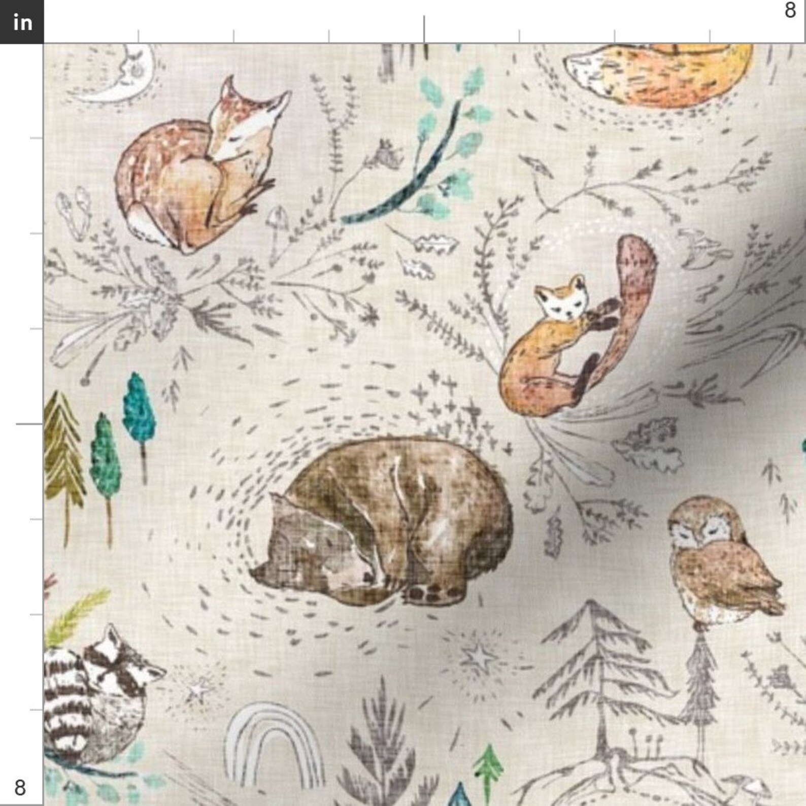 Sleepy Creatures Fabric Let's Go Zzzzz Ecru by Nouveau - Etsy