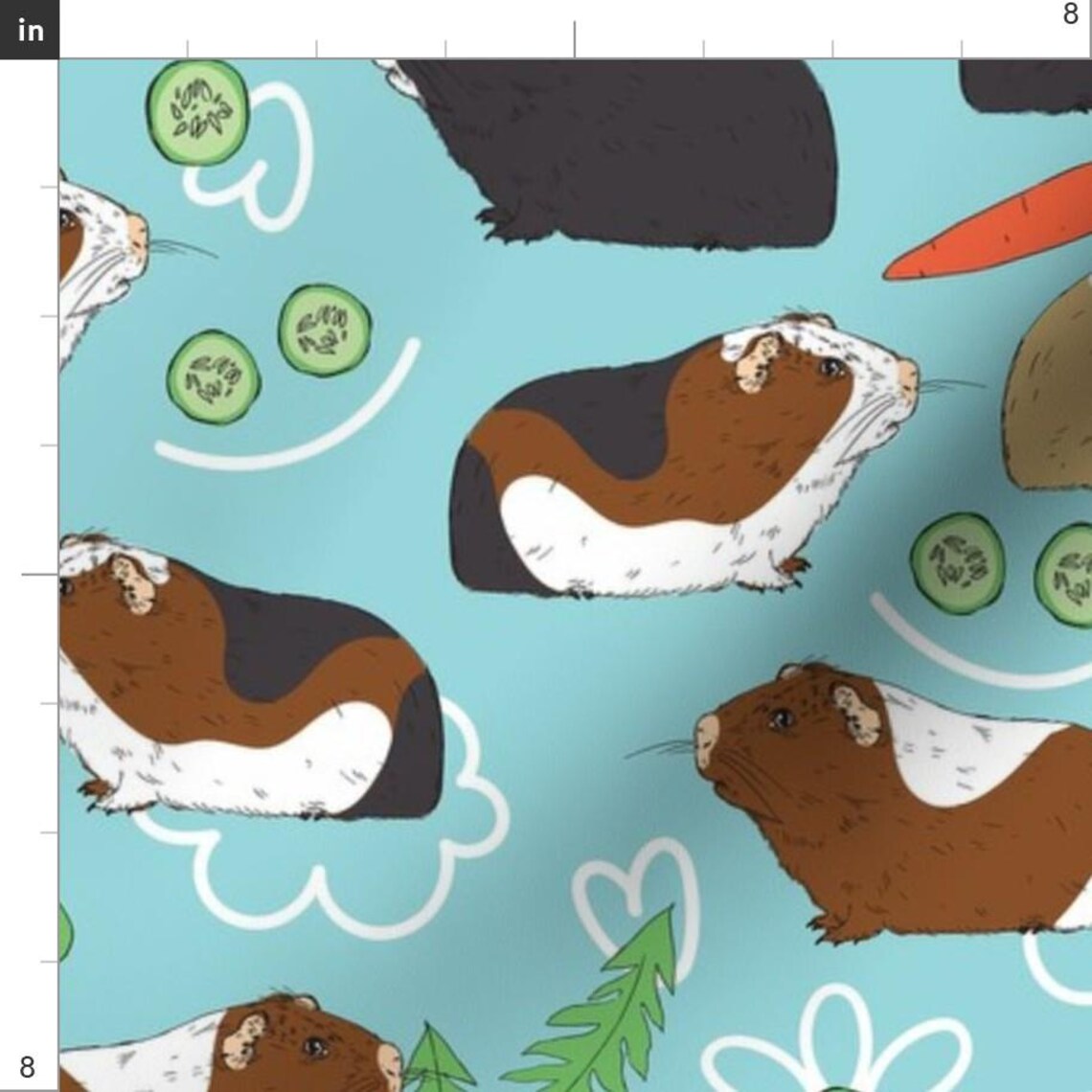 Blue Guinea Pigs Pets Fabric - Lovely Guinea Pigs or Cavias by Hala ...