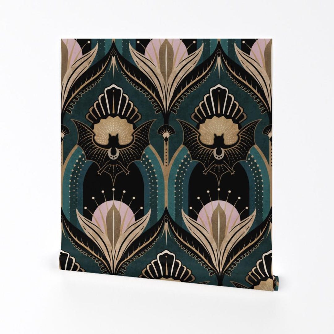 Bats and Flowers Removable Peel and Stick Wallpaper - 1920s Maximalist ...