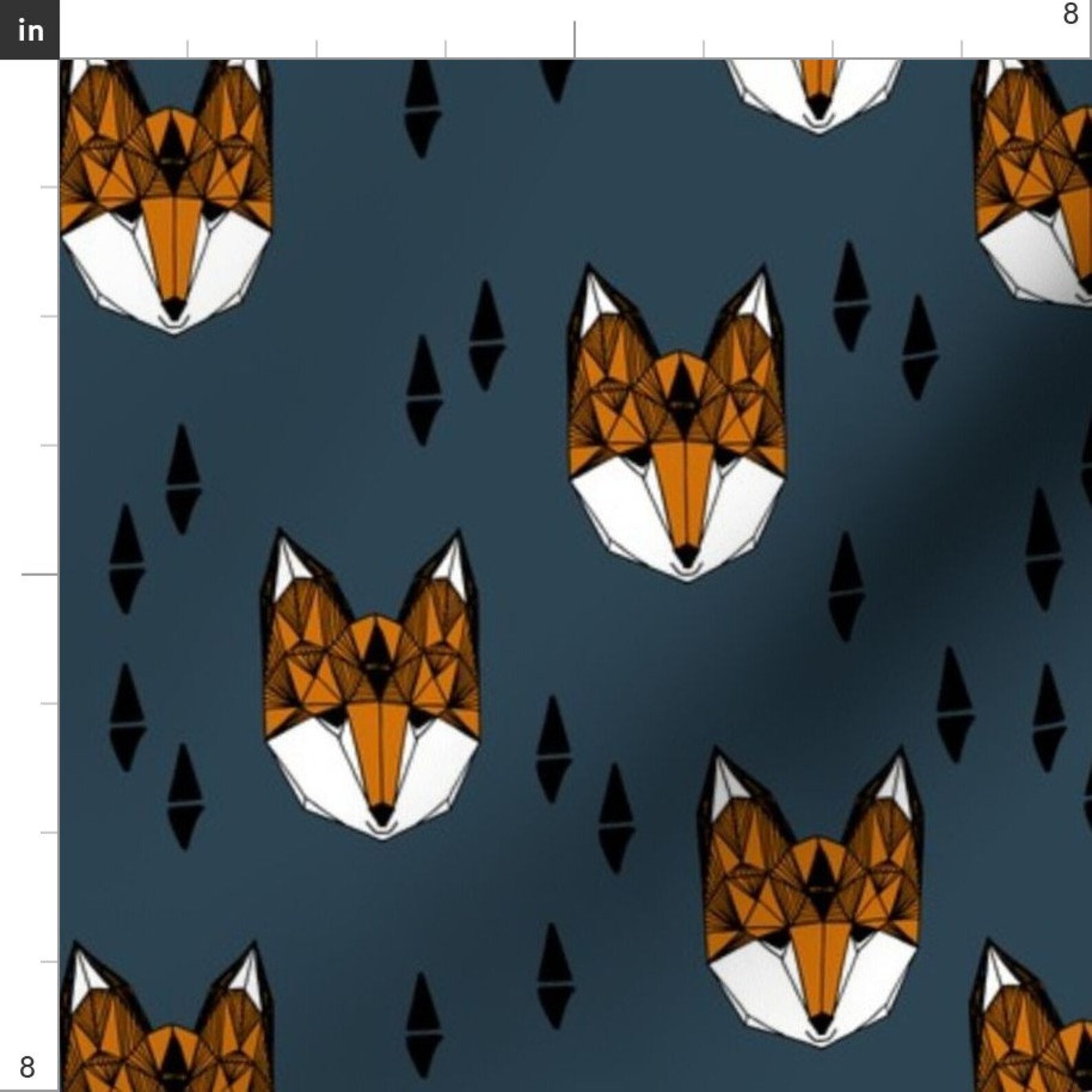 Fox Fabric Fox Head // Geometric Fox Head Kids Nursery Baby | Etsy