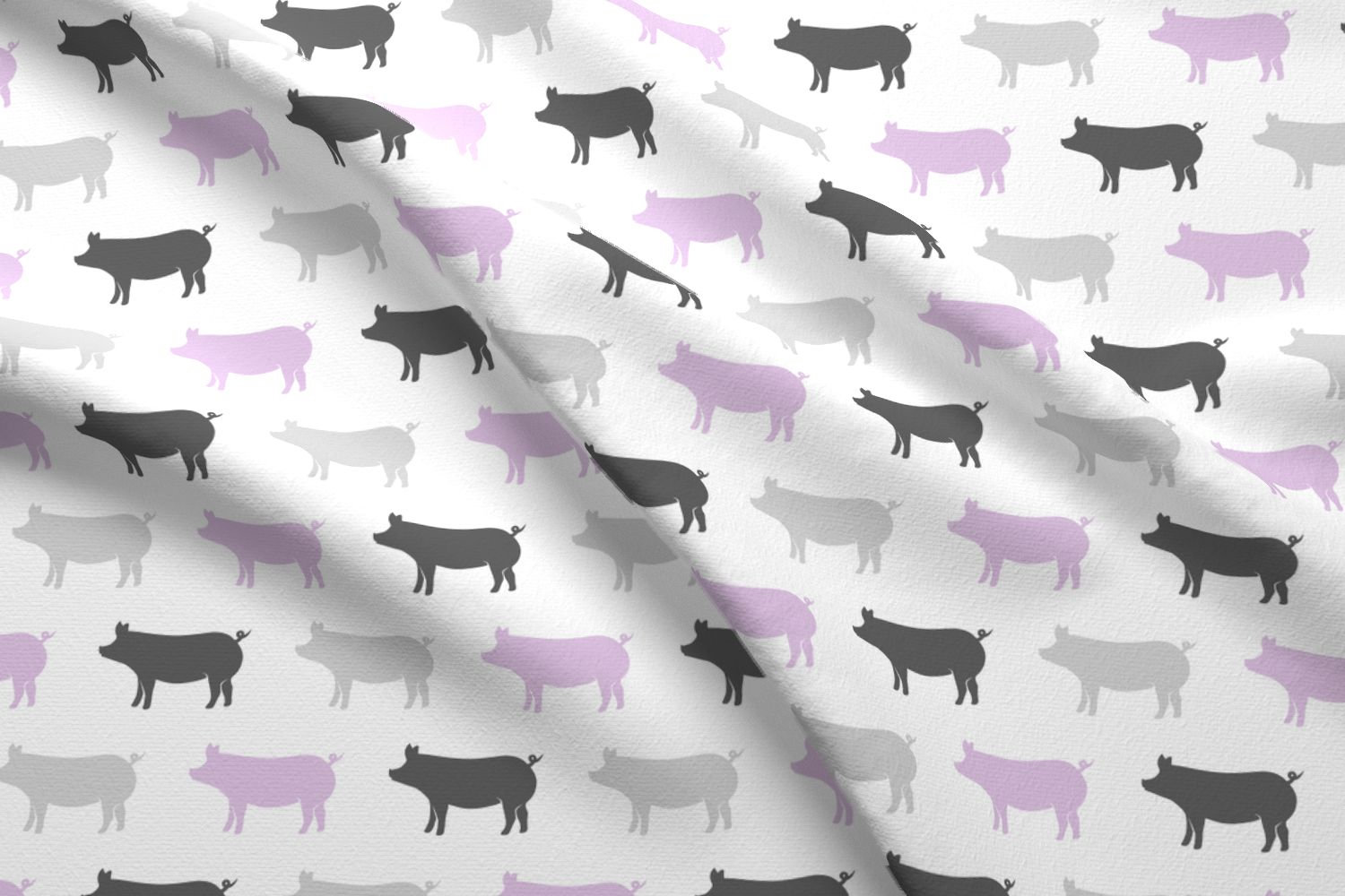 Purple Pig Fabric Multi Pigs Purple And Gray By | Etsy