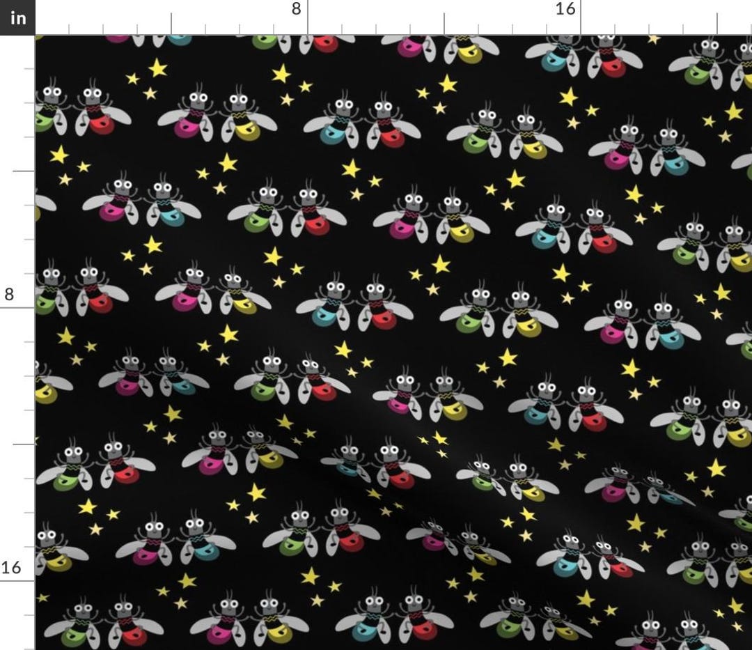 Firefly Fabric Fireflies Partying by Petitspixels Firefly Cotton Fabric ...
