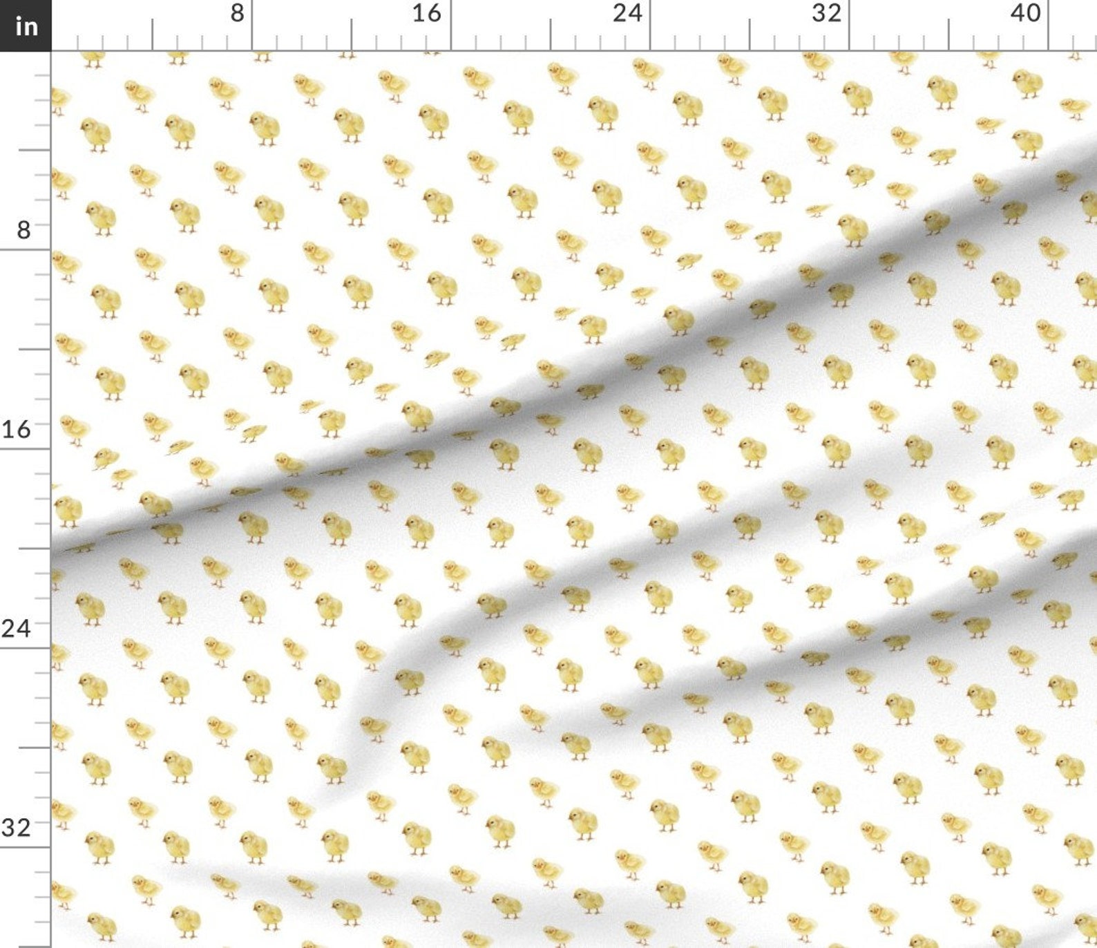 Baby Chick Fabric Baby Chicks On White By Thistleandfox | Etsy