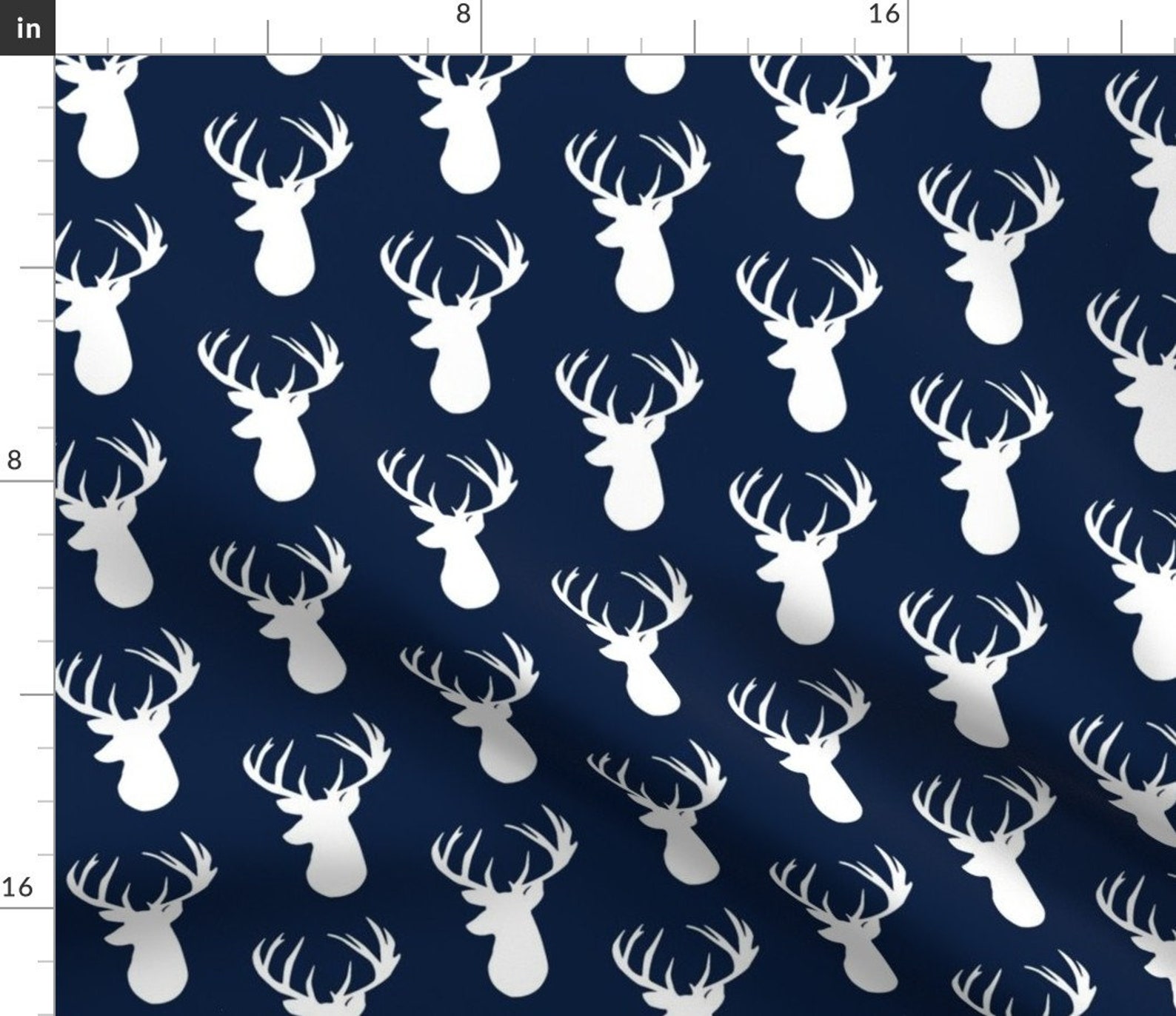 Deer Fabric Navy Deer Head Custom Fabric by Ivie Cloth Co - Etsy