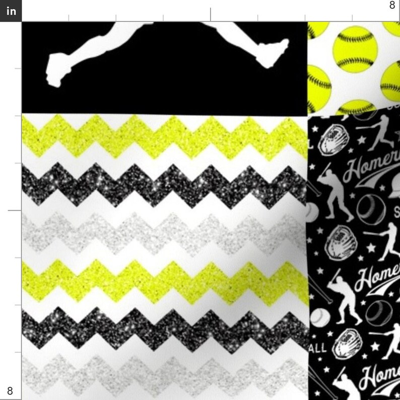 Yellow Softball Quilt Fabric Softball Dirt Bling - Etsy