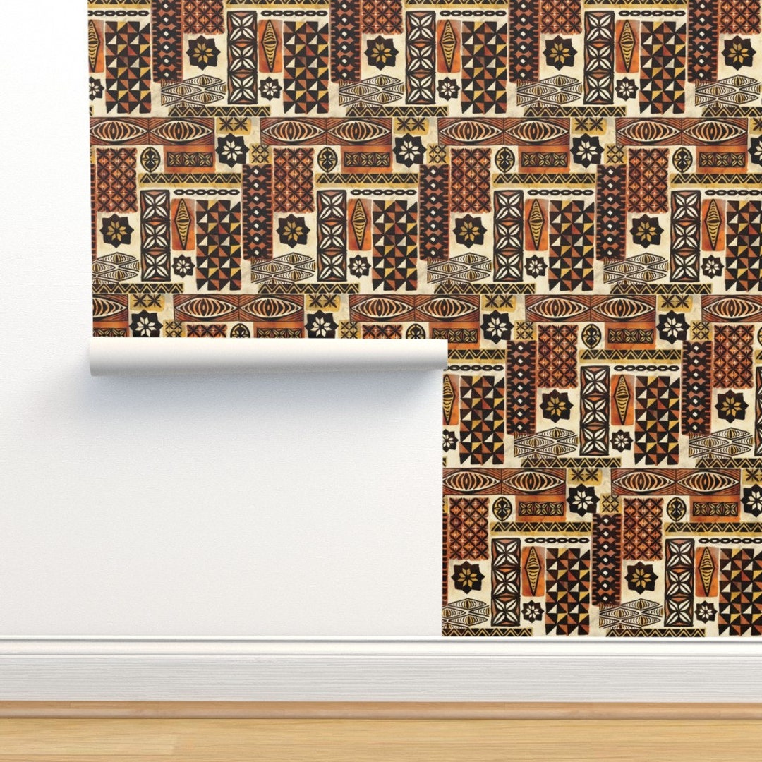 Hawaiian Tapa Wallpaper Mixed Tapa by Woodyworld Hawaiian - Etsy