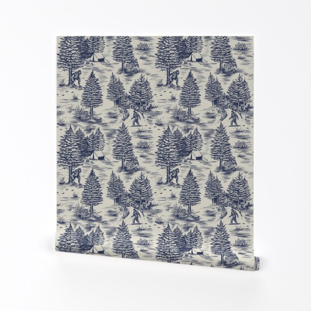 Blue Sasquatch Removable Peel and Stick Wallpaper - Bigfoot Camping ...