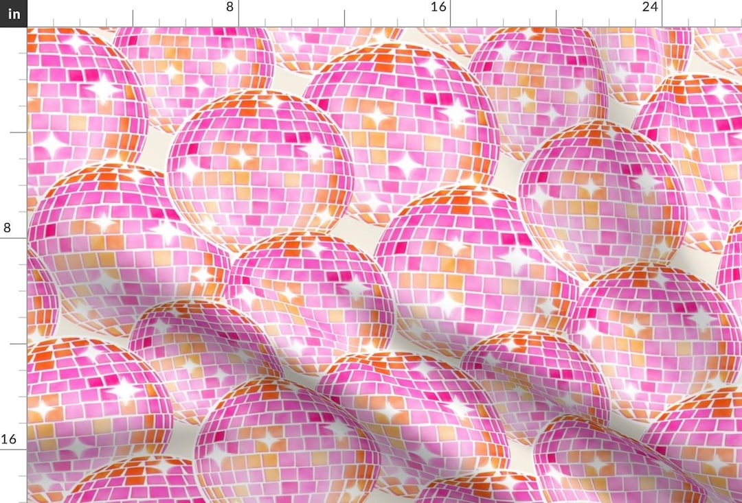 Pink Disco Fabric - Sparkling Disco Balls by Byre_wilde - Mirror Balls ...
